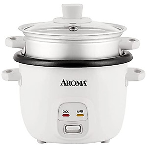 Aroma Housewares 4-Cup (Cooked) / 1Qt. Rice & Grain Cooker with Automatic Warm Mode, Steamer, One-Touch Operation, White (ARC-302-1NG),2 cup (uncooked rice)