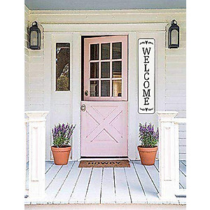 Large Vertical Metal Welcome Sign for Front Door - Waterproof Welcome Porch Sign - Freestanding Farmhouse Hanging Decor 36.5" x 8" - Rustic Design for All Seasons - Perfect Way to Welcome Friends and Family