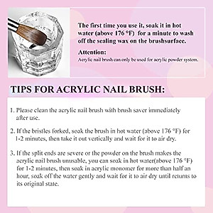 Saviland 4pcs Acrylic Nail Brush Set - Size 10/12/14/16 Acrylic Brushes for Nails, Gradient Handle Professional Acrylic Nail Brushes for Acrylic Powder Application, Nail Extension & 3D Nail Carving