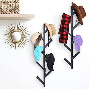 Barydat 2 Pack Coat Rack Wall Mount 39 Inch Vertical Wall Mounted Coat Rack Modern Metal Hanging Wall Coat Hanger Wall Coat Tree for Hats Clothes Purse Jackets Bags Entryway Bedroom Living Room Black