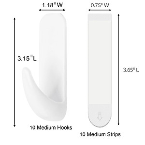 Wall Hooks for Hanging 10 Large Hooks, Heavy Duty Wall Hooks with 10 Strips, Damage Free Adhesive Hooks for Key Holder, Coat, Door, Shower Hanging