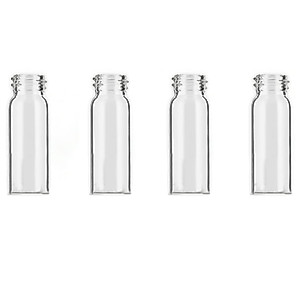 iSnuff Sample Bottle - 5ml Clear Glass with Screw Cap Lid and Scoop - Refillable for Travel, Preservation, Test Container for Spice and Small Items - 4 Pack