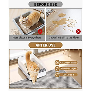Fostanfly Cat Litter Mat - Extra Large XL 45"x 27" Cat Litter Trapping Mat, Machine Washable Double Layer Design, Urine & Waterproof for Kitty- Easy Clean for Floor