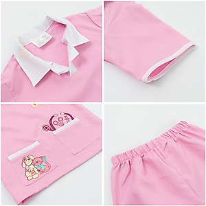 lontakids Kids Animal Doctor Role Play Costume Veterinarian Pretend Play Dress Up Set with Medical Kit (6-8 Years, Pink)