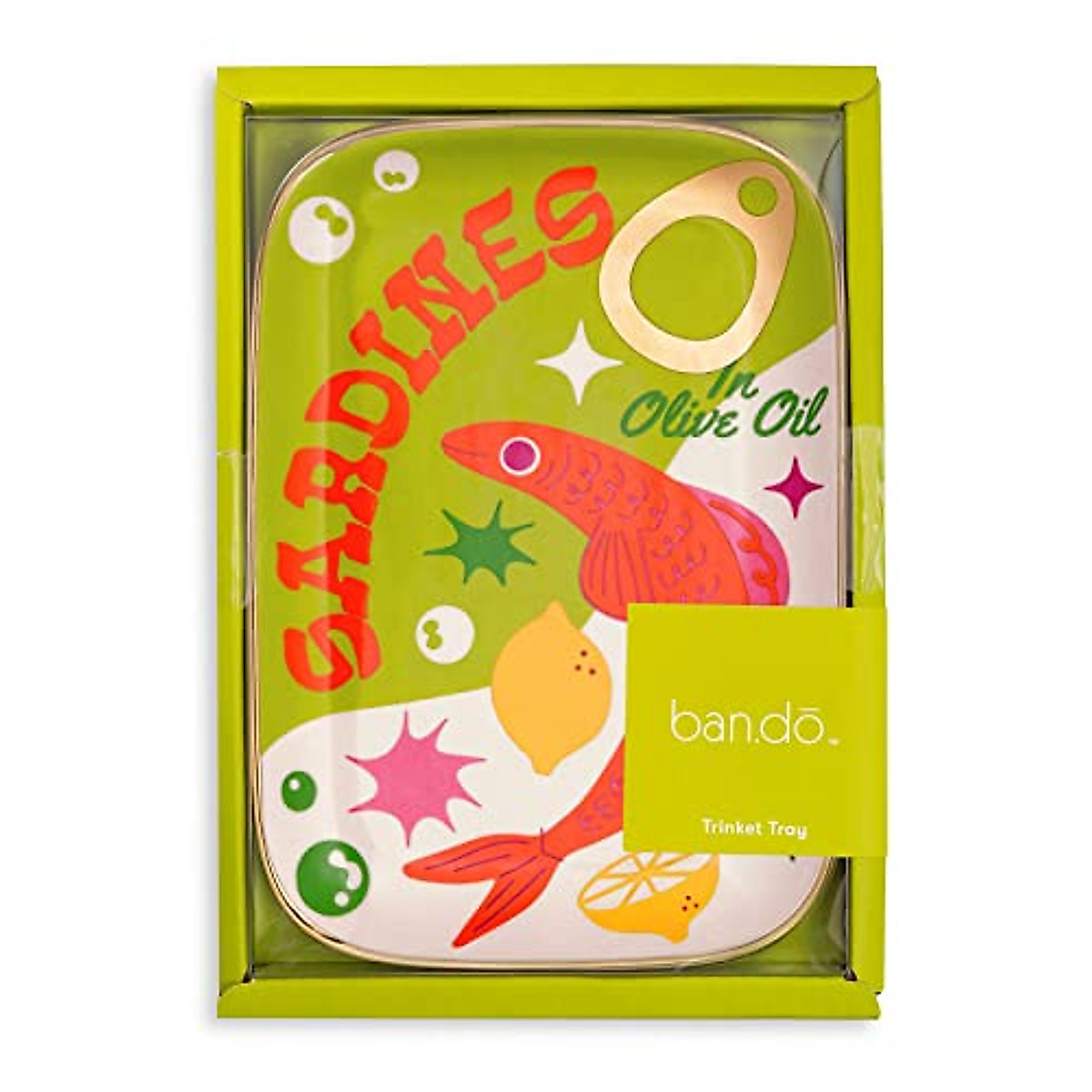 ban.do Novelty Trinket Tray, Ceramic Jewelry Dish, Small Decorative Tray for Keys or Decor, Cute Catchall Tray, Sardines