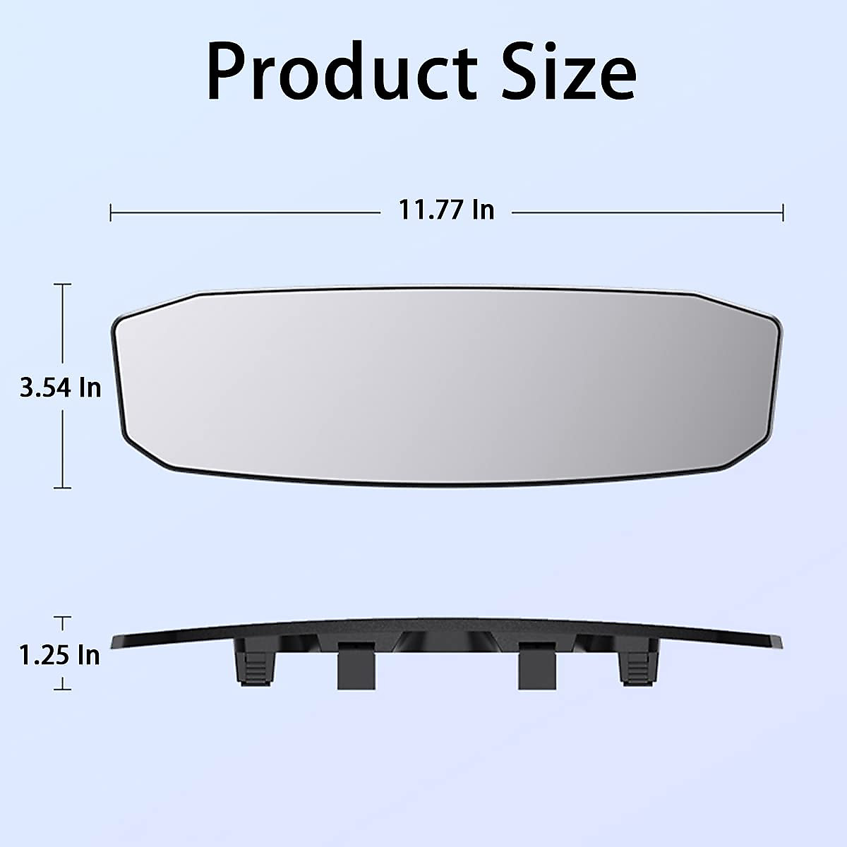 Car Rear View Mirror, 12 Inch Car Interior Panoramic Convex Rearview Mirror, Clip-On HD Wide Angle Extended Curved Mirror, Reduce Blind Spot Effectively, Universal Car Accessories (Irregular White)