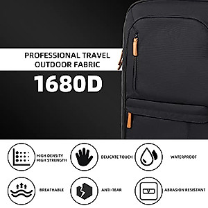 Extra Large 40-50L Travel Carry on Backpack 1680D Oxford Professional Fabric, TSA Friendly Expandable 17-18 inch Laptop Bag, Business Rucksack, Weekender Bag for Men Black