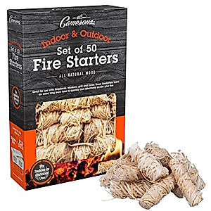 All Natural Fire Starters (50 Pack) - Unique Design Lights Quick & Easily with No Flare Up- Indoor Outdoor Use for Barbecue Charcoal Grill, Campfire, Pellet Stove, Firewood - Fathers Day BBQ Gift