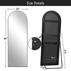 PexFix Full Length Mirror, 65''x22'' Black Arched Mirror Large Floor Mirror Standing Leaning Hanging [65''x22'' - Black]