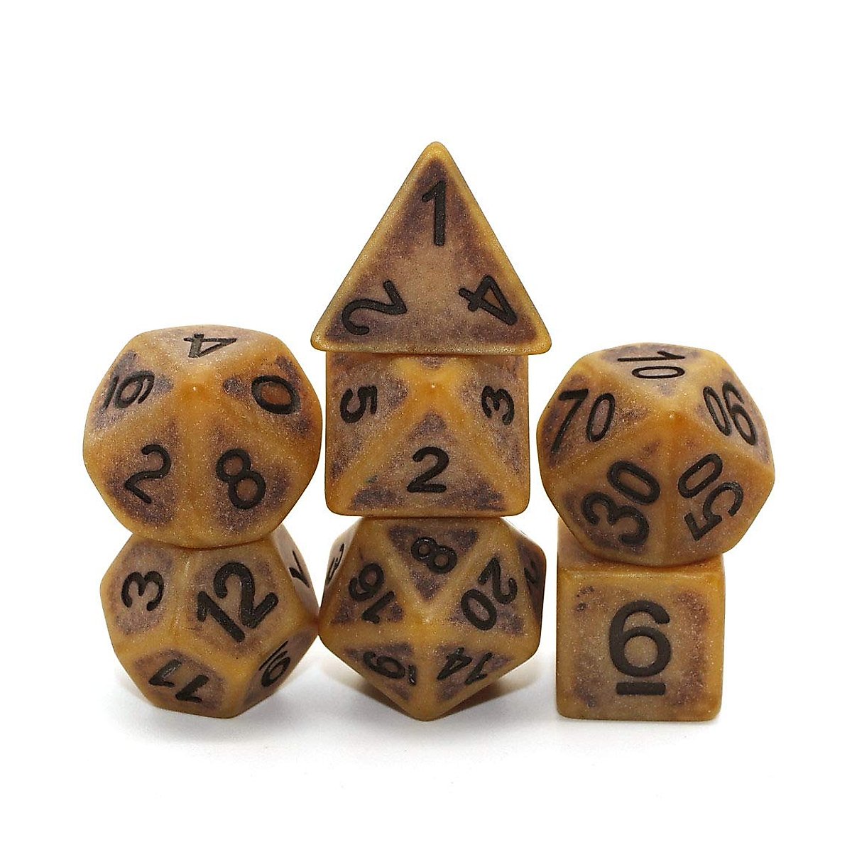 DND Dice Set Ancient RPG Dice for Dungeons and Dragons(D&D) Pathfinder MTG Tabletop Role Playing Game Polyhedral 7-Die Dice Group (Coffee Brown)