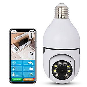 Keilini Light Bulb Security Camera, Keilani Light Bulb Security Camera, Keilini Security Camera, 360°Panoramic Surveillance Cam, 2.4GHz WiFi Smart 1080P Outdoor Security Camera Motion Detection