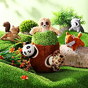 7 Pieces Dog Squeaky Toys Squeaky Hide and Seek Activity Puppy Chew Toys Plush Dog Toy Plush Stuffing Woodland Friends Burrow Stuffing with Squeakers for Small Medium Dogs Puppy Pets (Cute,Small)