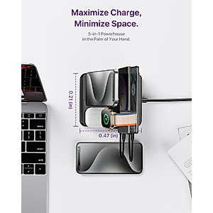 Caxdon 5-in-1 Charging Station, for iPhones 15 Pro/15 Pro Max/15, iPad Pro/Air/Mini, Apple Watch 9/Ultra 2, iPad Charging Station, Wireless Charging Dock for Apple Multiple Devices (G805, Black)