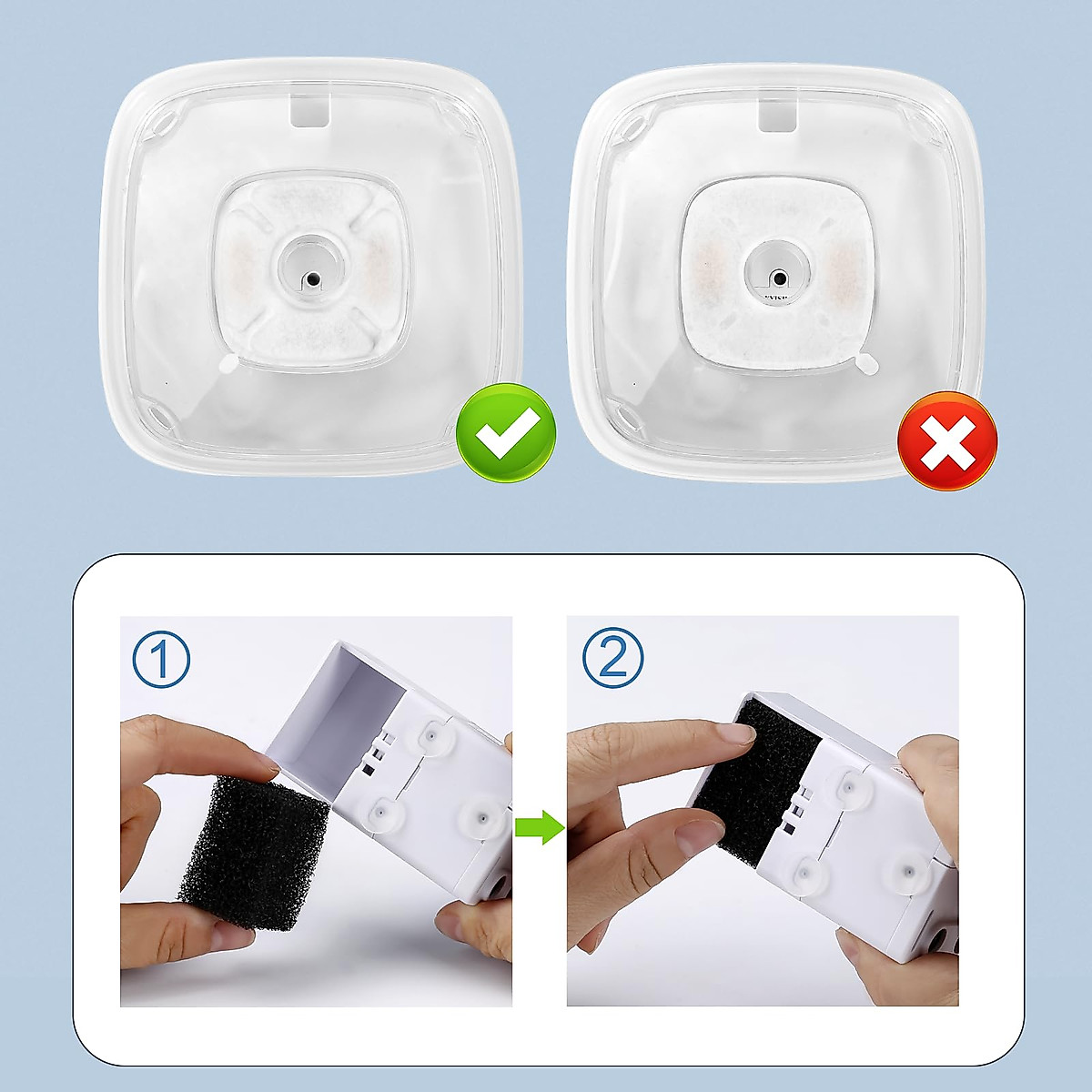 4 Pack Replacement Filters & 4 Pack Replacement Pre-Filter Sponges for 67oz, 95oz and 135oz Automatic Cat Water Fountain Dog Water Dispenser, Cat Water Fountain Filters