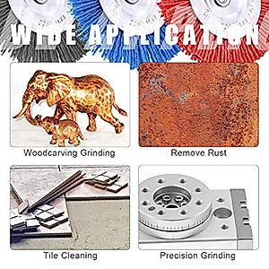 Swpeet 3Pcs 3Inch 80# 120# 240# Abrasive Nylon Wheel Brush Set with 1/4 Inch Shank, 3 Grit Nylon Drill Brush Set Perfect for Removal of Rust/Corrosion/Paint - Reduced Wire Breakage and Longer Life