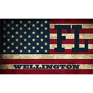(x3) 2x3 inch Stickers | Reflective Wellington FL Florida Palm Beach County Vintage US Flag Sticker Graphic - Construction Toolbox, Hardhat, Lunchbox, Helmet, Mechanic, Luggage