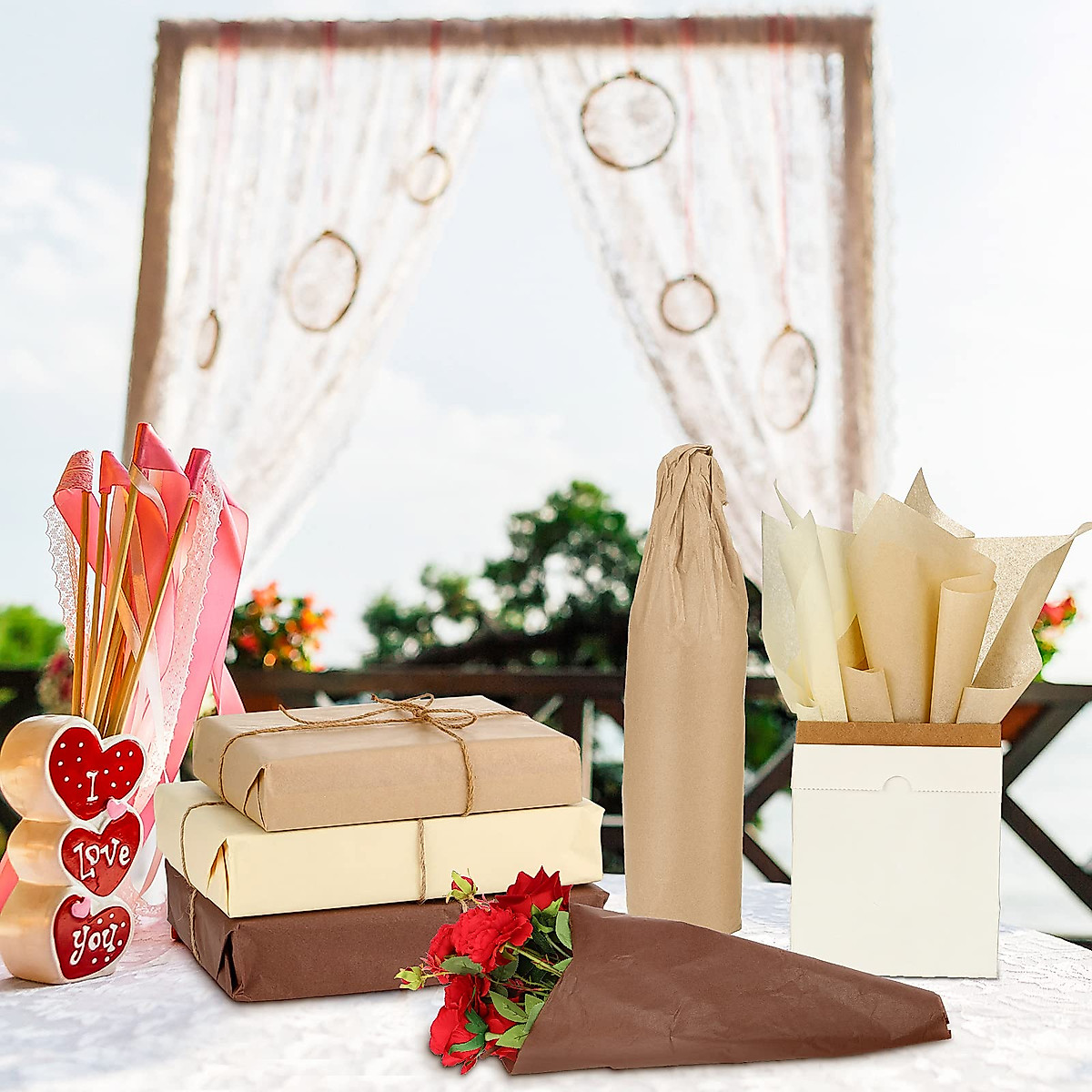 300 Sheets Kraft Tissue Paper for Packaging, 14 x 20 Inches Gift Wrapping Bulk Tissue Paper Decorative for Irish Easter Baby Shower Graduation Weddings Birthday DIY Project (Brown Series)