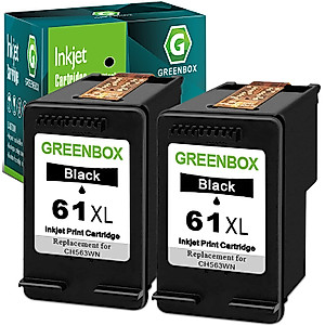 GREENBOX Remanufactured 61 Black Ink Cartridge Replacement for HP 61XL 61 XL for HP Envy 4500 5530 5534 5535 Deskjet 1000 1056 1010 1510 1512 2540 3050 3050A Officejet 2620 Printer (2 Black)