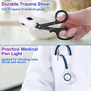 Chumia 24 Pack Trauma Shears and Pen Light with Pupil Gauge, Nurse Accessories for Work Bandage Scissors Nurse Scissors and LED Penlight Reusable for Nurse Doctor Nursing Students Supplies (Black)