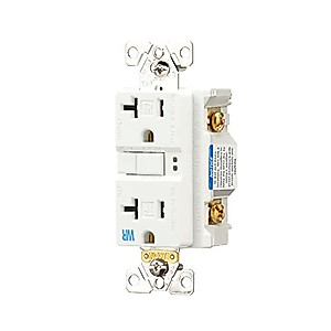 EATON TWRSGF20W Arrow Hart Tamper and Weather Resistant Duplex Gfci Receptacle, 125 Vac, 20 A, 2 Pole, 3 Wire, White