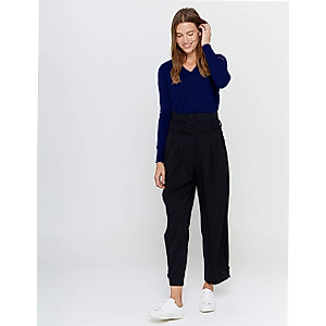 State Cashmere Women’s Essential V-Neck Sweater 100% Pure Cashmere Classic Long Sleeve Pullover (Navy, XX-Large)