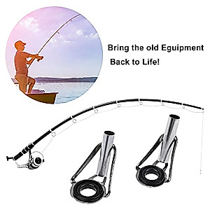 Proximitck Fishing Rod Tip Repair Kit Fishing Rod Tips Stainless Steel Ceramic Ring (30pcs/6size)