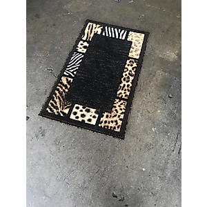 Masada Rugs Animal Skin Leopard Border Door Mat Rug Black Design 73 Skinz (2 Feet X 3 Feet 4 Inch