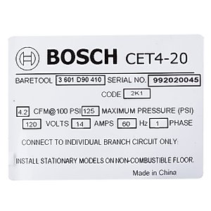 Bosch Parts 1619P05964 Nameplate / 4 gal