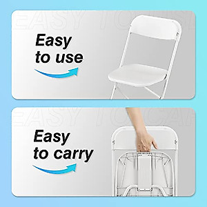 Allpop 10 Pack Plastic Folding Chair, 300lb Capacity, Portable Commercial Chair with Steel Frame for Home Office Wedding Party Indoor Outdoor Events, Stackable, White
