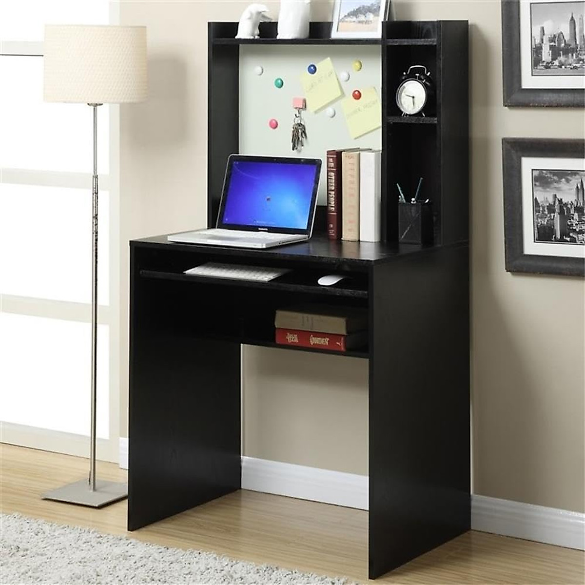 Convenience Concepts Designs2Go Student Desk with Magnetic Bulletin Board, Black