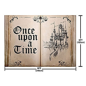 ABLIN 8x6ft Fairy Tale Books Backdrop Old Opening Book Once Upon a Time Ancient Castle Princess Romantic Story Photo Background Wedding Birthday Party Decorations Banner Props