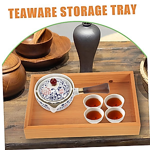 ABOOFAN Wooden Storage Tray Rectangular Breakfast Tray Silverware Organizer for Organizer Drawer Insert Kitchen Drawer Organizer for Large Utensils Utensil Drawer Dish Rectangle