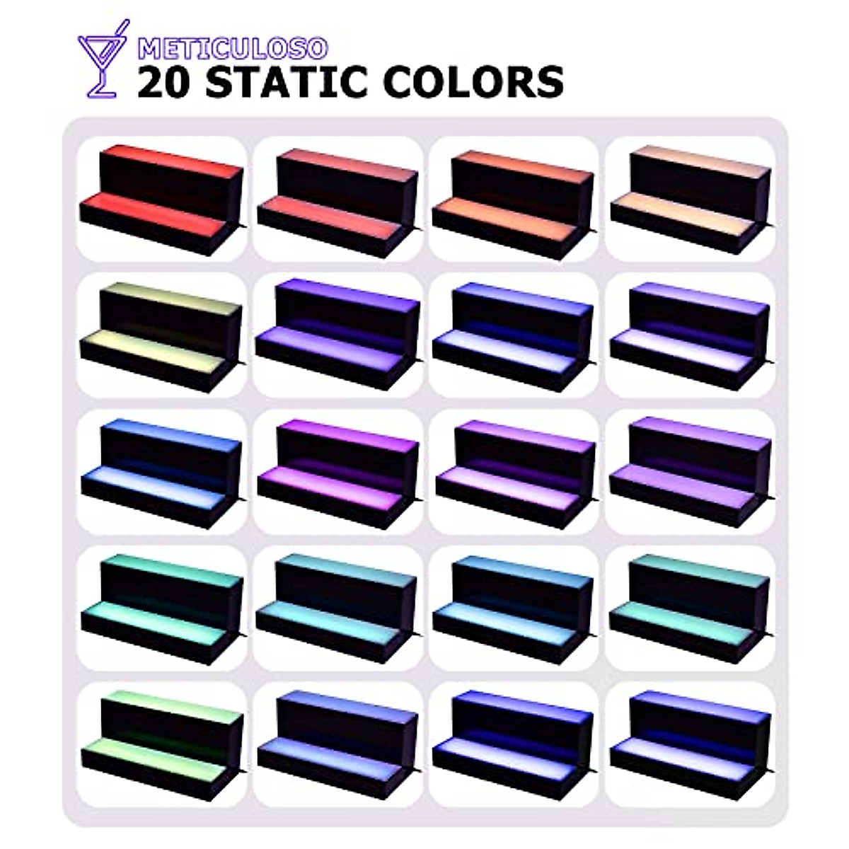 LED Lighted Liquor Bottle Display Shelf 24 inch 2 Step with LED Coaster for Home Commercial Bar, Acrylic Illuminated Bar Shelf with Remote,20 Static Colors, 22 Dynamic Modes (2 Step 24 inch)