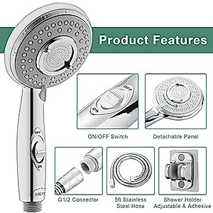 KLLEYNA Shower Head Sink-Faucet Bathtub-Bathroom-Garden - Hose Sprayer Attachment(5 Adapters) for Hair Washing & Pet Dog Rinse & Baby Bath, ON/OFF Extension for Moen, Kohler, Delta, American Standard