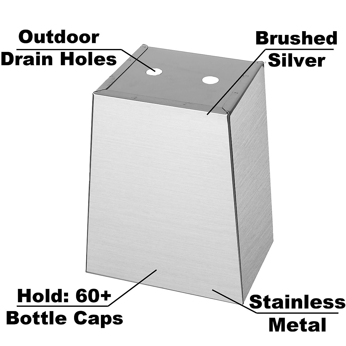 Jumiok Stainless Steel Bottle Cap Catcher Wall Mounted Beer Cap Collector Narrow with Drain Holes (Brushed Silver)