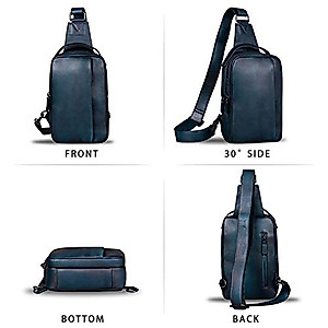 IVTG Genuine Leather Sling Bag for Men Crossbody Casual Hiking Daypack Vintage Handmade Chest Shoulder Backpack