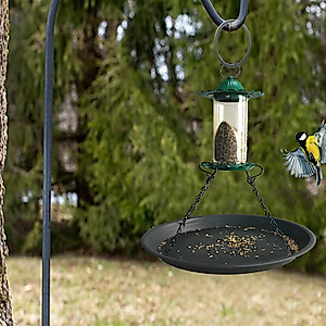 12.8" Homes Garden Platform Bird Feeder, Large Hanging Tray Squirrel Feeder, Bird Seed Catcher Tray, Bird Viewing, for Attracting Birds Outdoors, Backyard, Large Capacity, Black