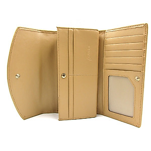 ArtsEye Peach Blossom Embossed Genuine Leather Trifold Wallet (Green)