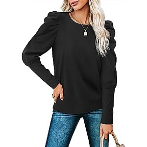 WIHOLL Long Sleeve Shirts for Women Lightweight Fall Fashion 2023 Black S