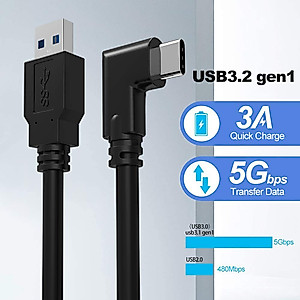 TNE 32ft/10M Link Cable for Oculus Quest 2/Quest 3 Steam VR Gaming and Charging | 16ft Angled Gen 1 Type C USB3.2 to USB Type A Power Cord+16ft Active Repeater Extension 3.0 Cable (32ft/10M)