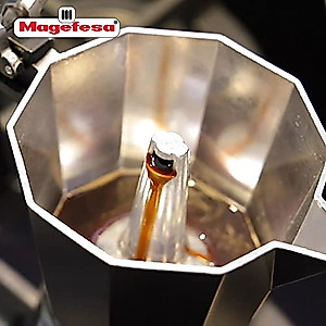 MAGEFESA ® Kenia Noir Stovetop Espresso Coffee Maker, 6 cups / 10 oz, make your own home italian coffee with this moka pot cuban cooffe, made in black enamelled aluminum, safe and easy to use, café
