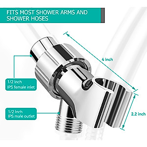 Adjustable Handheld Shower Head Holder- Brass Ball, Premium ABS Bracket- 360 Degree Rotatable：Arm Mount and Hose Connector, Shower Adapter- Easy Install and Replacement Parts, MAYYAYA (Chrome)