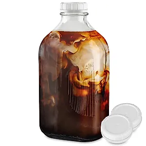 Stock Your Home Half Gallon Glass Milk Bottle with Lid (1 Pack) 64 Oz Jugs and 3 White Caps, Reusable Food Grade Milk Container for Refrigerator, Bottles for Juice, Oat or Plant Milks, Water, Honey