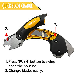 XW Heavy Duty Roller Carpet Knife and Light-weight Carpet Knife，Extra 15 PCS Blades Included, 2-Pack