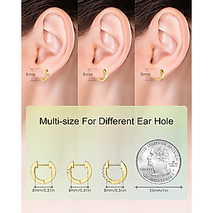 Shownee Gold Huggie Earrings for Women Small Huggie Hoop Earrings for Women Gift 14K Gold Plated Hoops Set with Cubic Zirconia