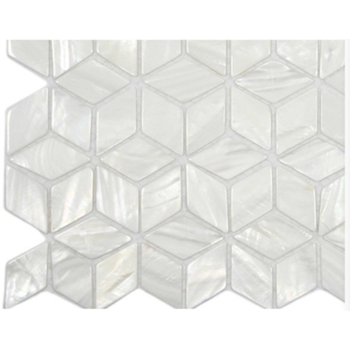 AFSJ White Rhombus Mother of Pearl Mosaic Tile for Bathroom/Kitchen/Spa Backsplash (6 Sheets)