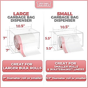 Storage Standard Trash Bag Holder Dispenser - Acrylic Trash Bag Dispenser Roll Holder, Garbage Bag Holder for Cabinet, Garbage Bag Dispenser Under Sink - Trash Bag Organizer for Home or Shops - Large