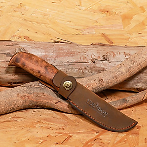 TOURBON Brown Leather Fixed Blade Knife Sheath with Snap Closure