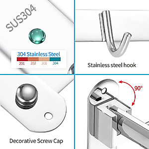 Towel Rack - Stainless Steel BathTowel Rack,Polished 304 Stainless Steel 5 Hooks Towel Shelf，23 inches Foldable Wall Mounted Bathroom Towel Holder