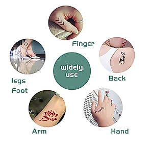 BKDRL 95 Pcs 3 Pages Tattoo Stencils,4 Pcs 3 Color Temporary Tattoo Kit, Black Brown Maroon